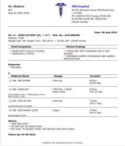 Sample Prescriptions and other Documents - MyOPD™ Clinic and Hospital Software